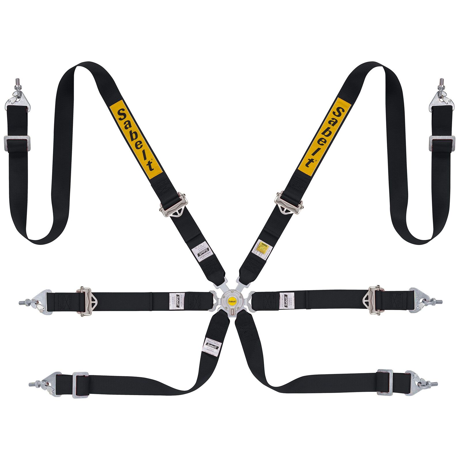 Sabelt 6-Point Steel Harness – 2" Shoulder / Lap Belts (Pull-Up)